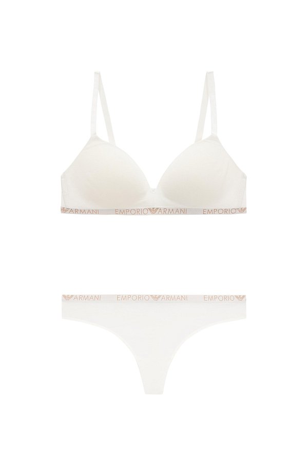 Emporio Armani Underwear엠포리오 아르마니 언더웨어 글리터 로고 패디드 트라이앵글 브라 And 밴드 티팬티