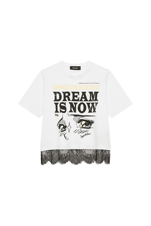 Dsquared2디스퀘어드2 여성 아이 그래픽 레이스 티셔츠 Sivillage 에스아이빌리지