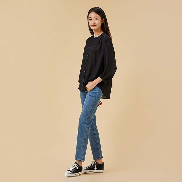 Jaju자주 여 헨리넥 7부 셔츠 Sivillage 에스아이빌리지
