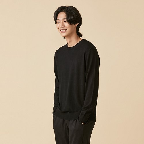 Jaju자주 남 워셔블 라운드넥 스웨터 Sivillage 에스아이빌리지