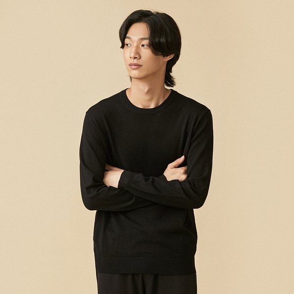 Jaju자주 남 워셔블 라운드넥 스웨터 Sivillage 에스아이빌리지