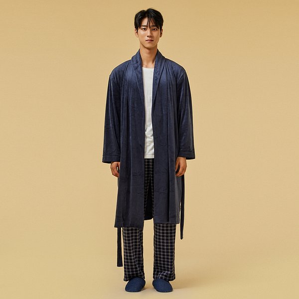 Jaju자주 남 밍크 플리스 파자마 로브 Sivillage 에스아이빌리지