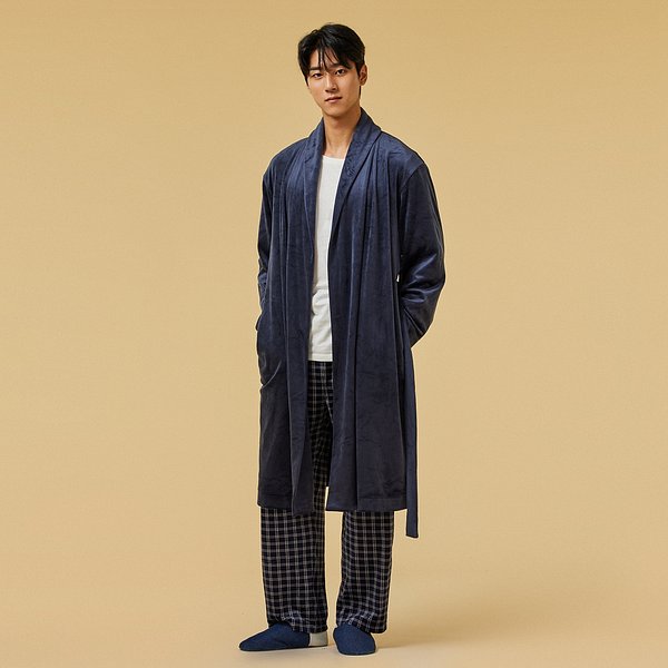Jaju자주 남 밍크 플리스 파자마 로브 Sivillage 에스아이빌리지