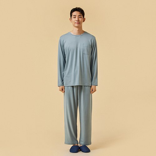 Jaju자주 남 보드라운 피치스킨 라운드넥 라운지 세트 Sivillage 에스아이빌리지