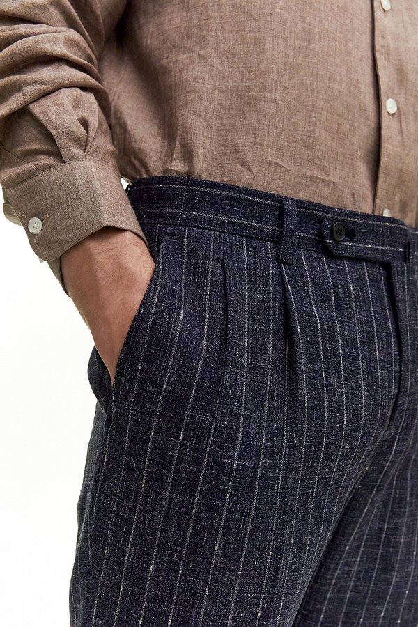 Man On The Boon맨온더분 Loro Piana Fabric 울 린넨 스트라이프 팬츠 Sivillage