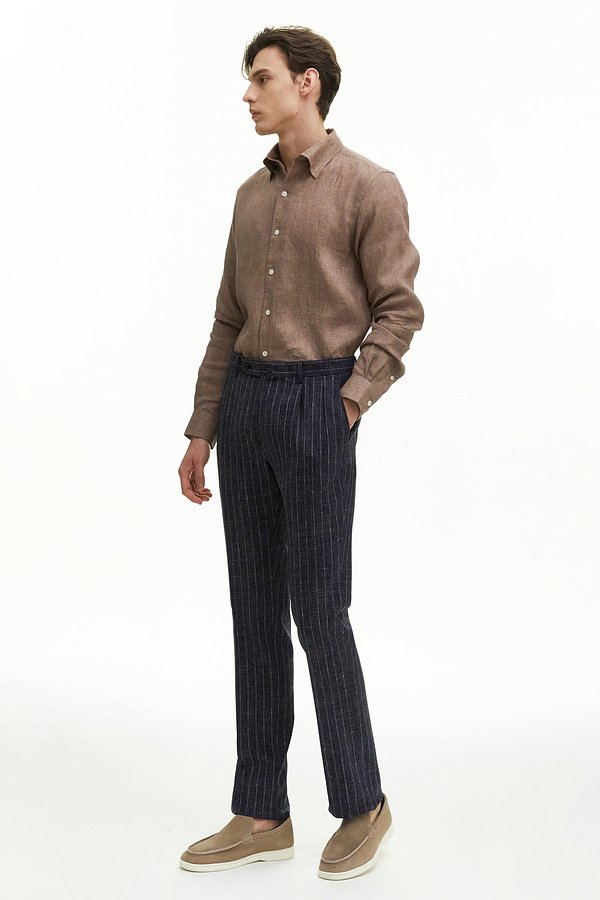 Man On The Boon맨온더분 Loro Piana Fabric 울 린넨 스트라이프 팬츠 Sivillage