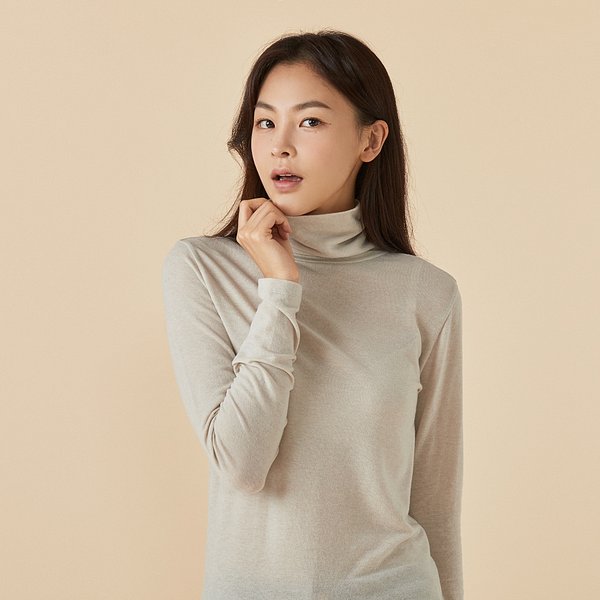 Jaju자주 울블렌드 슬림핏 터틀넥 티셔츠 Sivillage 에스아이빌리지