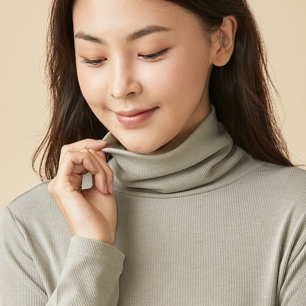 Jaju자주 접촉온감 립 터틀넥 티셔츠 Sivillage 에스아이빌리지