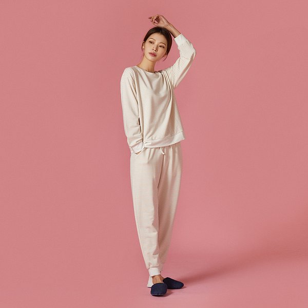 Jaju자주 여 소프트 스트라이프 조거핏 팬츠 Sivillage 에스아이빌리지