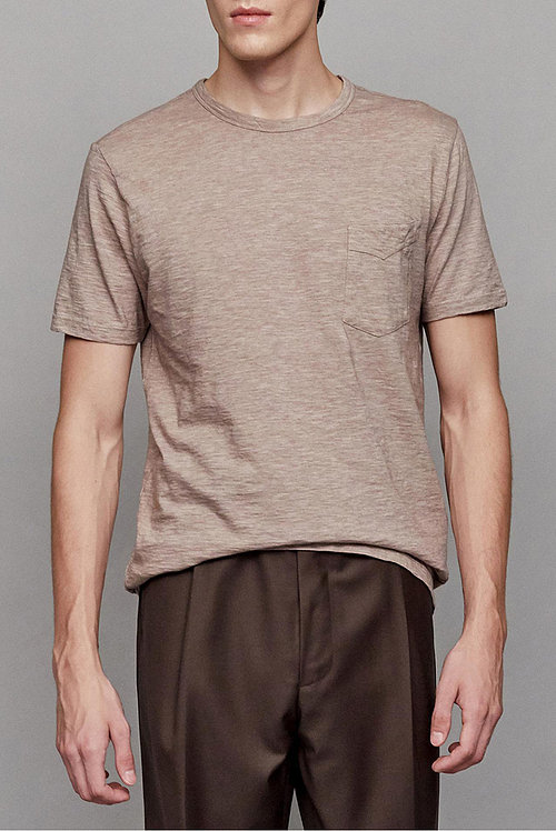 Officine Generale종료오피신제네랄종료 브라운 포켓배색 면 반팔티셔츠 Gmts0f110w1 Si