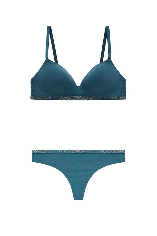 Emporio Armani Underwear엠포리오 아르마니 언더웨어 글리터 로고 패디드 트라이앵글 브라 And 밴드 티팬티