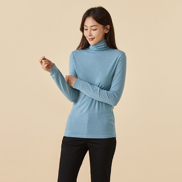 Jaju자주 울블렌드 슬림핏 터틀넥 티셔츠 Sivillage 에스아이빌리지