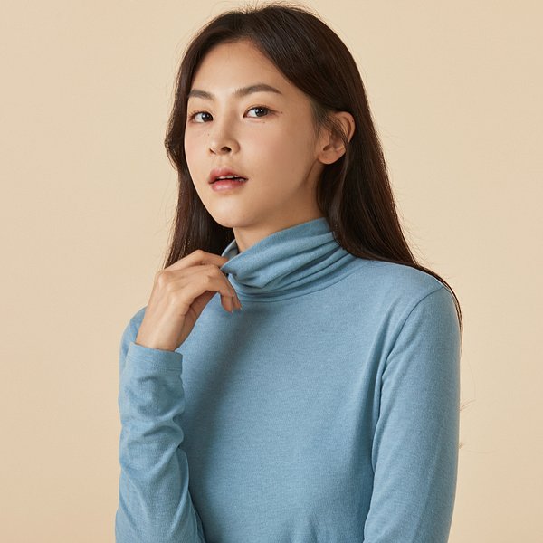 Jaju자주 울블렌드 슬림핏 터틀넥 티셔츠 Sivillage 에스아이빌리지