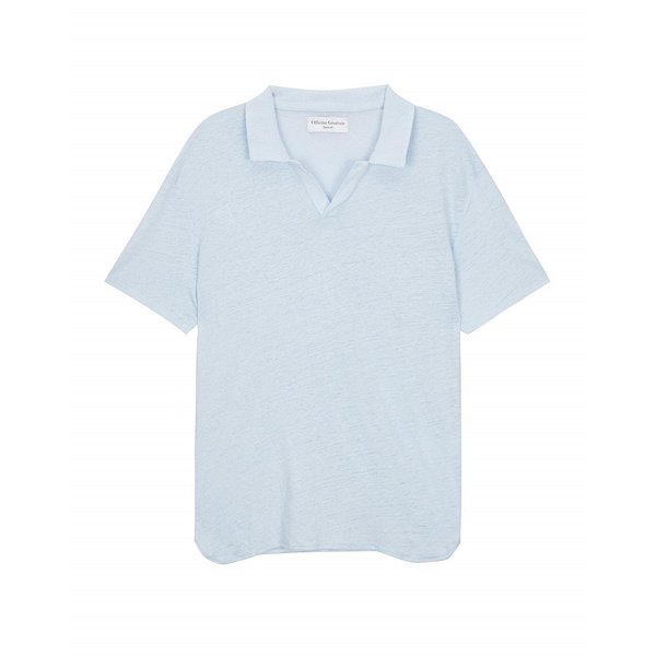 Officine Generale종료오피신제네랄종료 오피신 제네랄 라이트블루 단색 린넨 반팔폴로티셔츠