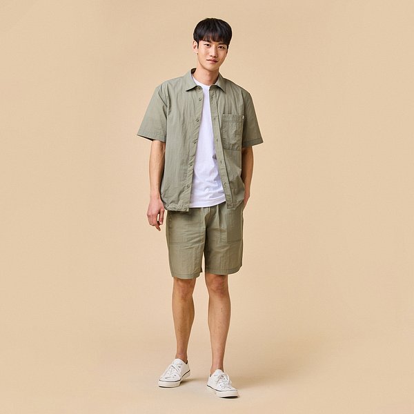 Jaju자주 남 사각 반팔 셔츠 Sivillage 에스아이빌리지