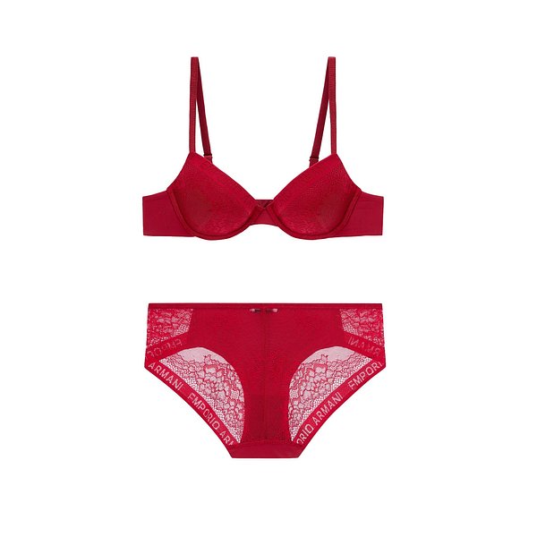 Emporio Armani Underwear엠포리오 아르마니 언더웨어 플라워 레이스 로고 엣지 푸쉬업 브라 And 트림 하이