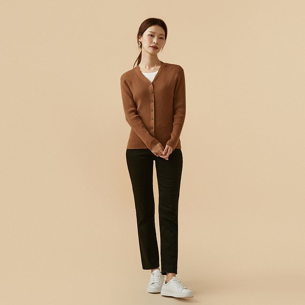 Jaju자주 슬림핏 립 가디건 Sivillage 에스아이빌리지