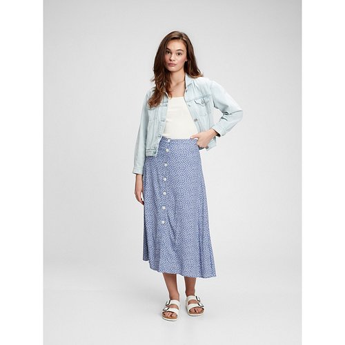 Gap Adults갭 ★갭 여성 21년 Spring★ 패턴드 버튼업 플레어 스커트 Sivillage 에스아이빌리지