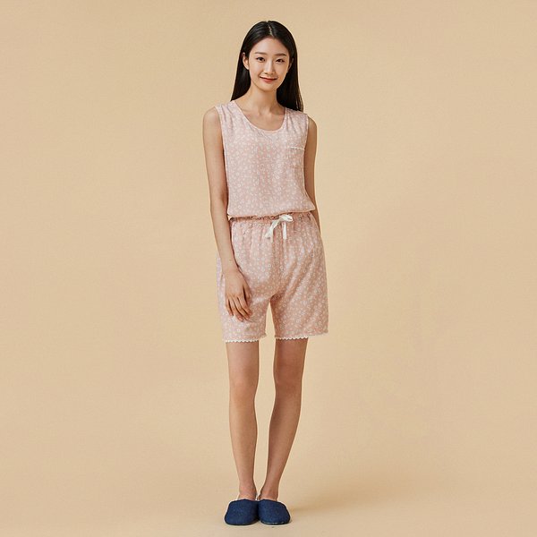 Jaju자주 여 레이온 우븐 플라워 5부 하의 Sivillage 에스아이빌리지