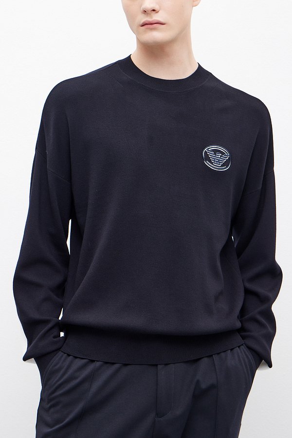 Emporio Armani엠포리오 아르마니 남성 백 컬러 블록 와이드 니트 Sivillage 에스아이빌리지