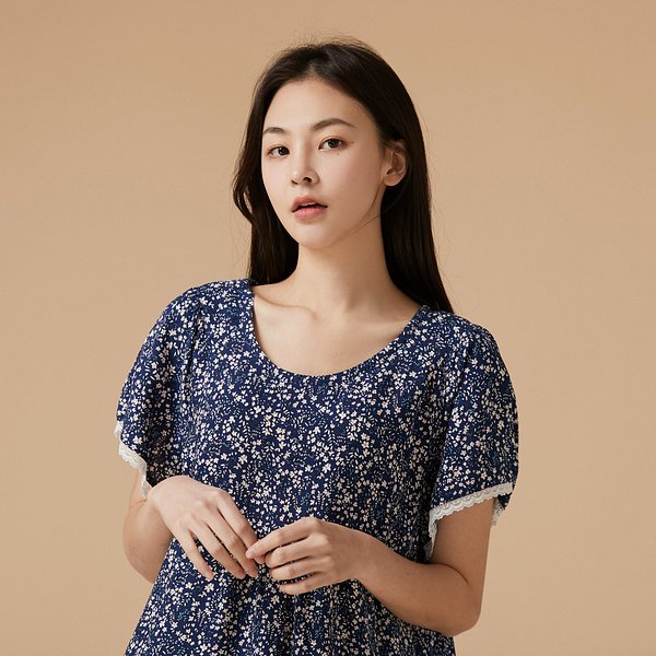 Jaju자주 레이온 플라워 패턴 원피스 Sivillage 에스아이빌리지