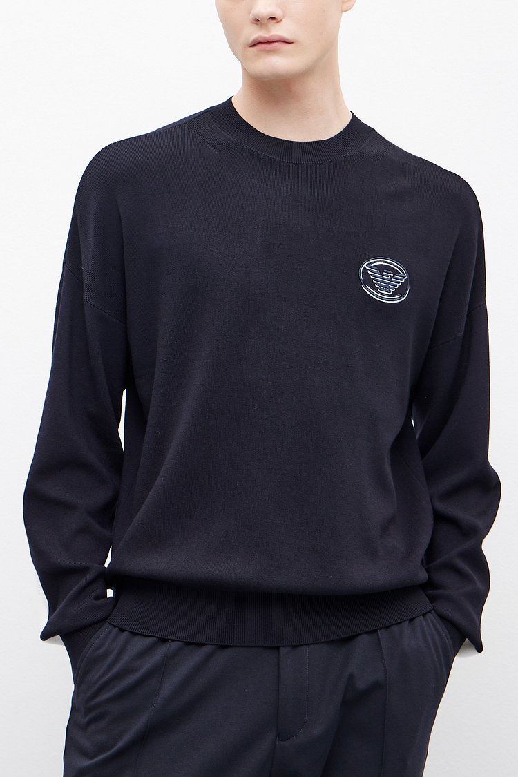 Emporio Armani엠포리오 아르마니 남성 백 컬러 블록 와이드 니트 Sivillage 에스아이빌리지