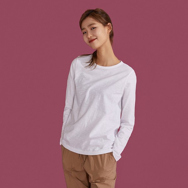 Jaju자주 코튼 슬럽 긴팔티화이트 Sivillage 에스아이빌리지