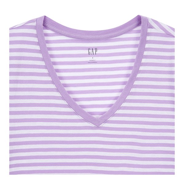 Gap Adults갭 ★갭 여성 21년 Spring★ 스트라이프 패턴 브이넥 티셔츠 Sivillage 에스아이빌리지