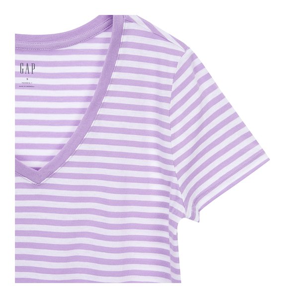 Gap Adults갭 ★갭 여성 21년 Spring★ 스트라이프 패턴 브이넥 티셔츠 Sivillage 에스아이빌리지