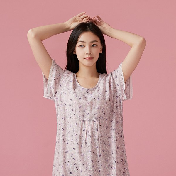 Jaju자주 레이온 플라워 패턴 원피스 Sivillage 에스아이빌리지