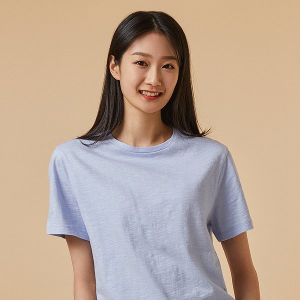 Jaju자주 여 Better 코튼 슬럽 라운드넥 반팔 티셔츠 Sivillage 에스아이빌리지