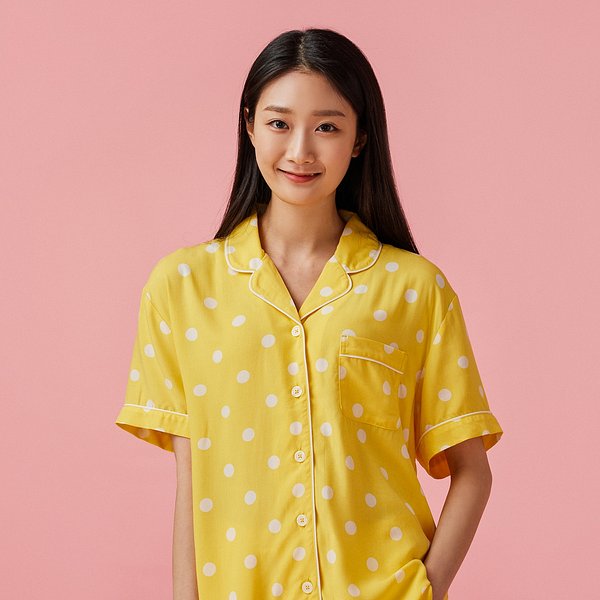 여 레이온 도트 썸머패턴 3부 파자마상하세트 Sivillage