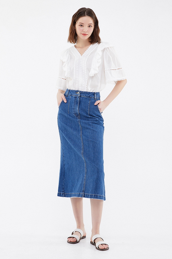 Gcut지컷 백 슬릿 데님 스커트 Sivillage 에스아이빌리지