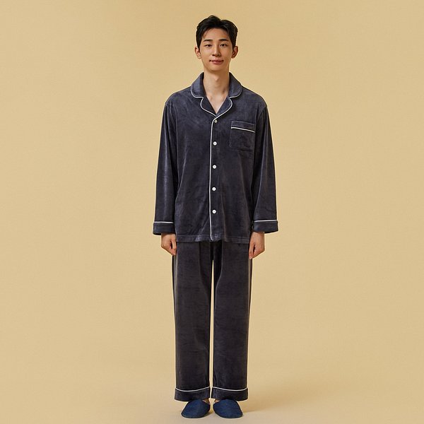 Jaju자주 남 밍크 플리스 파자마 세트 Sivillage 에스아이빌리지