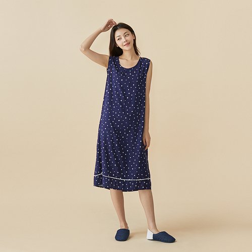 Jaju자주 레이온 패턴 민소매 원피스 Sivillage 에스아이빌리지