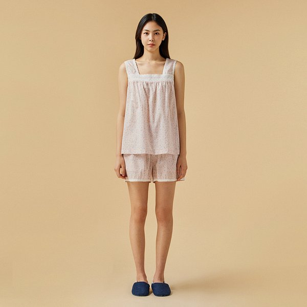Jaju자주 여 코튼 레이온 플라워 레이스 3부 하의 Sivillage 에스아이빌리지