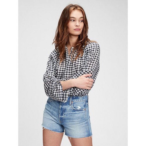 Gap Adults갭 ★갭 여성 21년 Spring★ 스트링 슬리브 체크 블라우스 Sivillage 에스아이빌리지