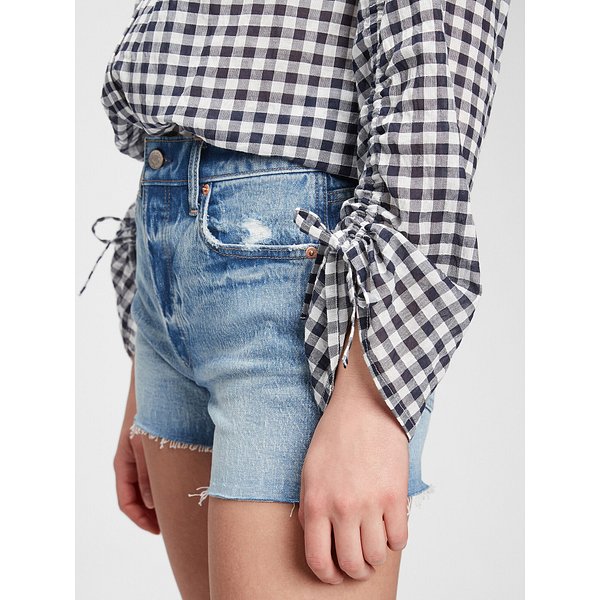 Gap Adults갭 ★갭 여성 21년 Spring★ 스트링 슬리브 체크 블라우스 Sivillage 에스아이빌리지