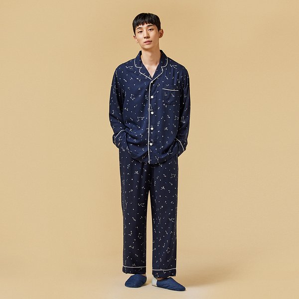 Jaju자주 남 레이온 트윌 별자리 파자마 세트 Sivillage 에스아이빌리지