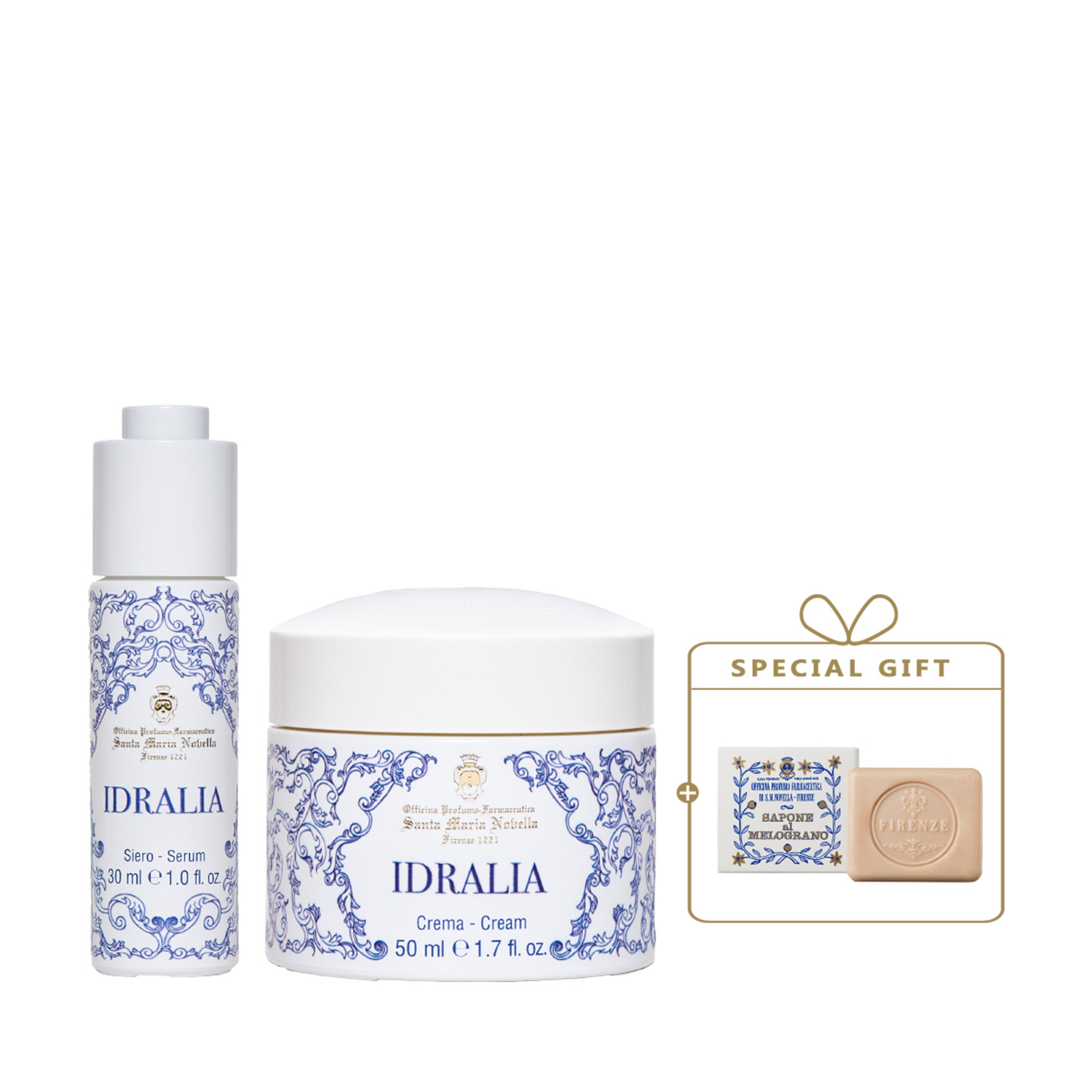 Santa Maria Novella 산타마리아노벨라 [미니비누증정] 이드랄리아 크림 50ml 이드랄리아 세럼 30ml 세트