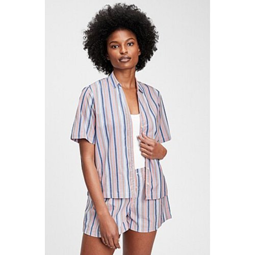 Gap Adults갭 ★갭 여성 21년 Summer★ 패턴드 숏 슬리브 라운지 셔츠 Sivillage 에스아이빌리지