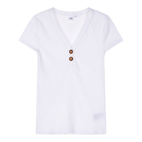 Gap Adults갭 ★갭 여성 20년 Spring★ 브이 헨리넥 립 티셔츠 Sivillage 에스아이빌리지