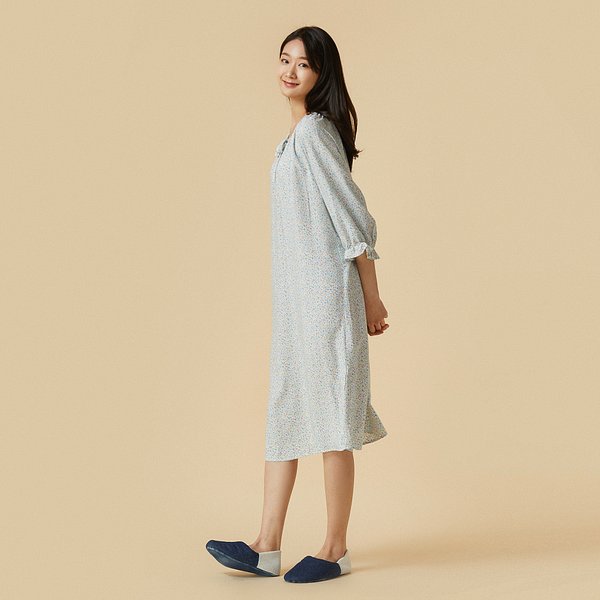Jaju자주 여 레이온 플라워 7부 원피스 Sivillage 에스아이빌리지