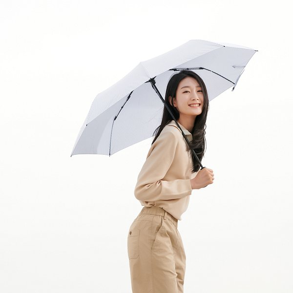 Jaju자주 편안한 손잡이 3단 접이 우산스트라이프 Sivillage 에스아이빌리지