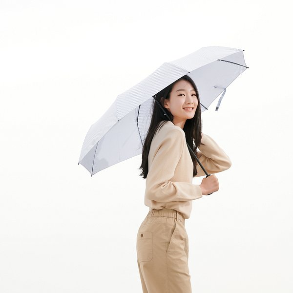 Jaju자주 편안한 손잡이 3단 접이 우산스트라이프 Sivillage 에스아이빌리지