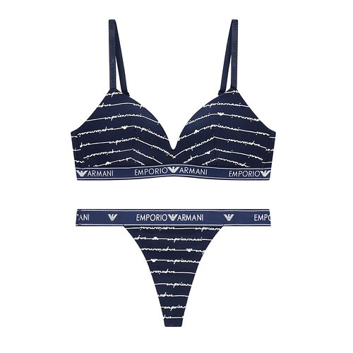 Emporio Armani Underwear엠포리오 아르마니 언더웨어 로고 레터링 패디드 트라이앵글 브라 And 티팬티 세트