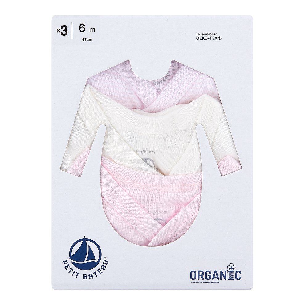 베이비 여아 솔리드 앤 스트라이프 랩 바디수트 3pack 0 36개월 Sivillage
