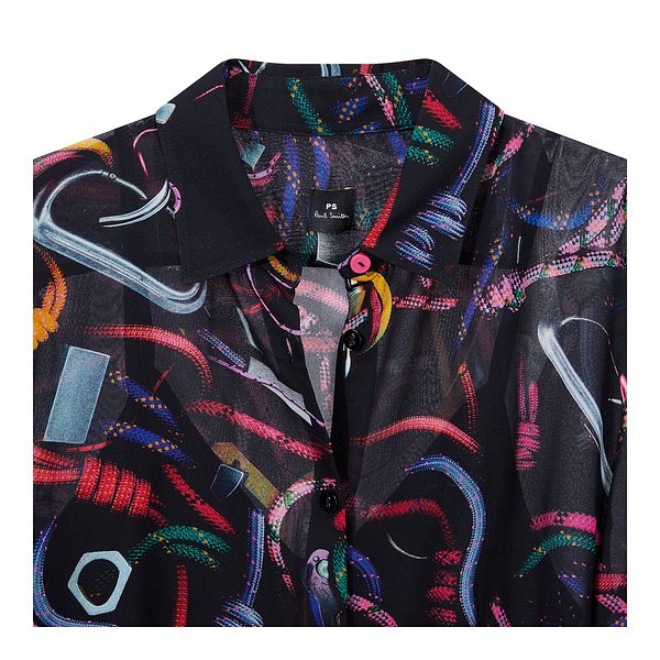 Paul Smith폴스미스 Ps Paul Smith 여성 스트링 프린트 시스루 블라우스 Sivillage 에스