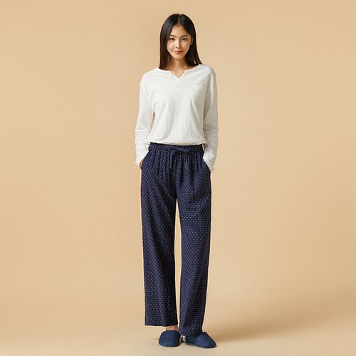 Jaju자주 여 레이온 패턴 스트레이트핏 팬츠 Sivillage 에스아이빌리지