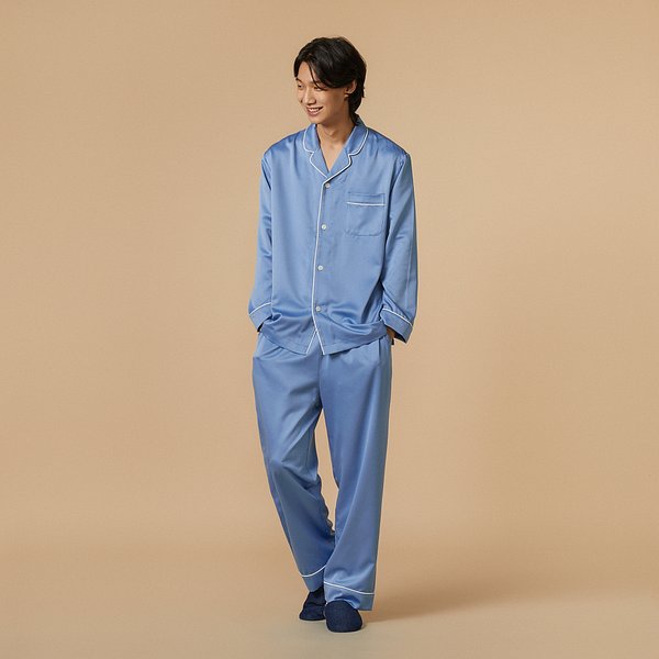 Jaju자주 남 새틴 10부 파자마상하세트블루 Sivillage 에스아이빌리지